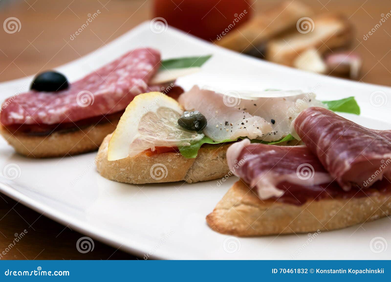 Tasty Homemade Tapas with Different Fillings on the Table Stock Photo ...