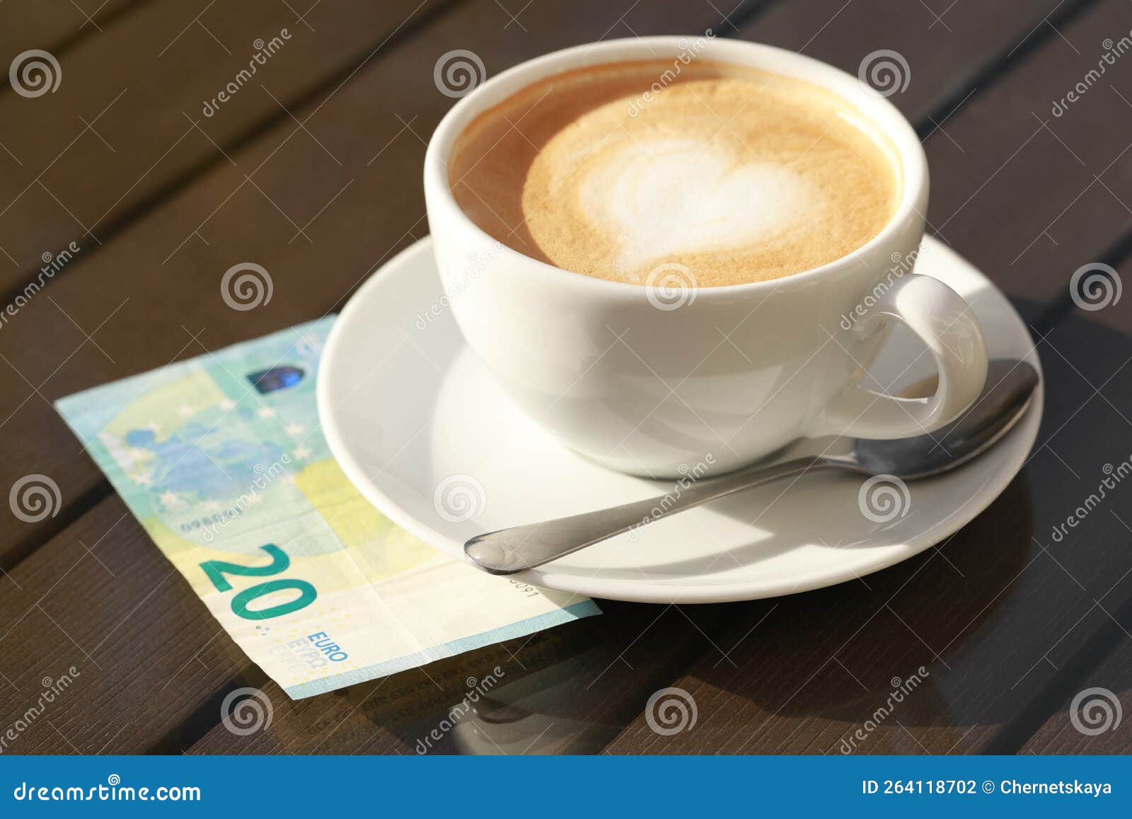 Tasty Hot Coffee and Payment for Order on Table, Closeup. Leave Tip ...