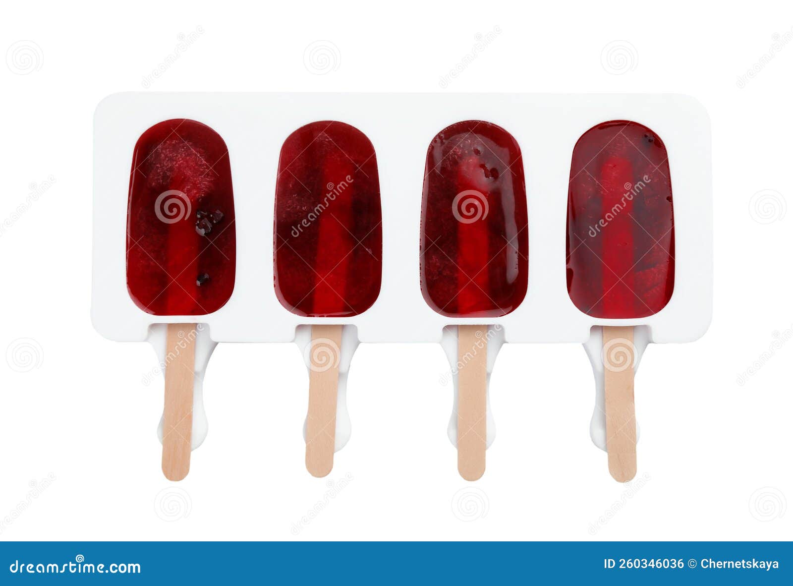 Tasty Ice Pops in Mold Isolated on White. Fruit Popsicle Stock Photo ...
