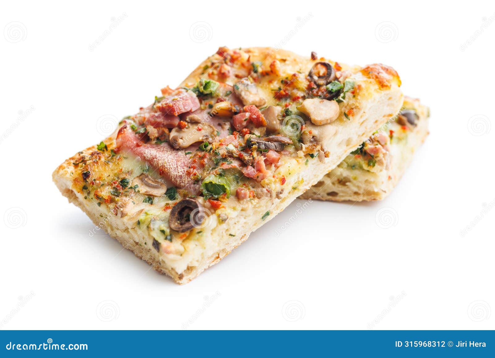 Tasty Italian Square Pizza Isolated on White Background Stock Photo ...