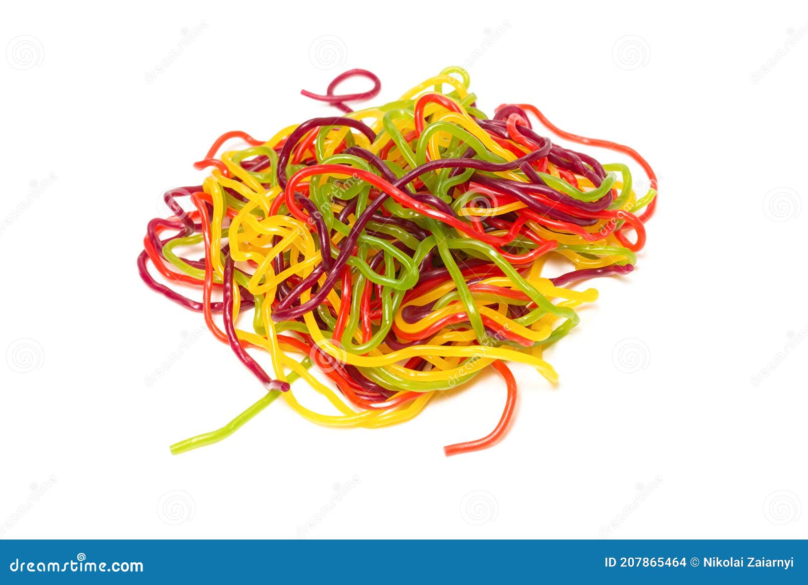 Tasty Jelly Spaghetti Isolated on White Background. Candy Stripes Stock ...