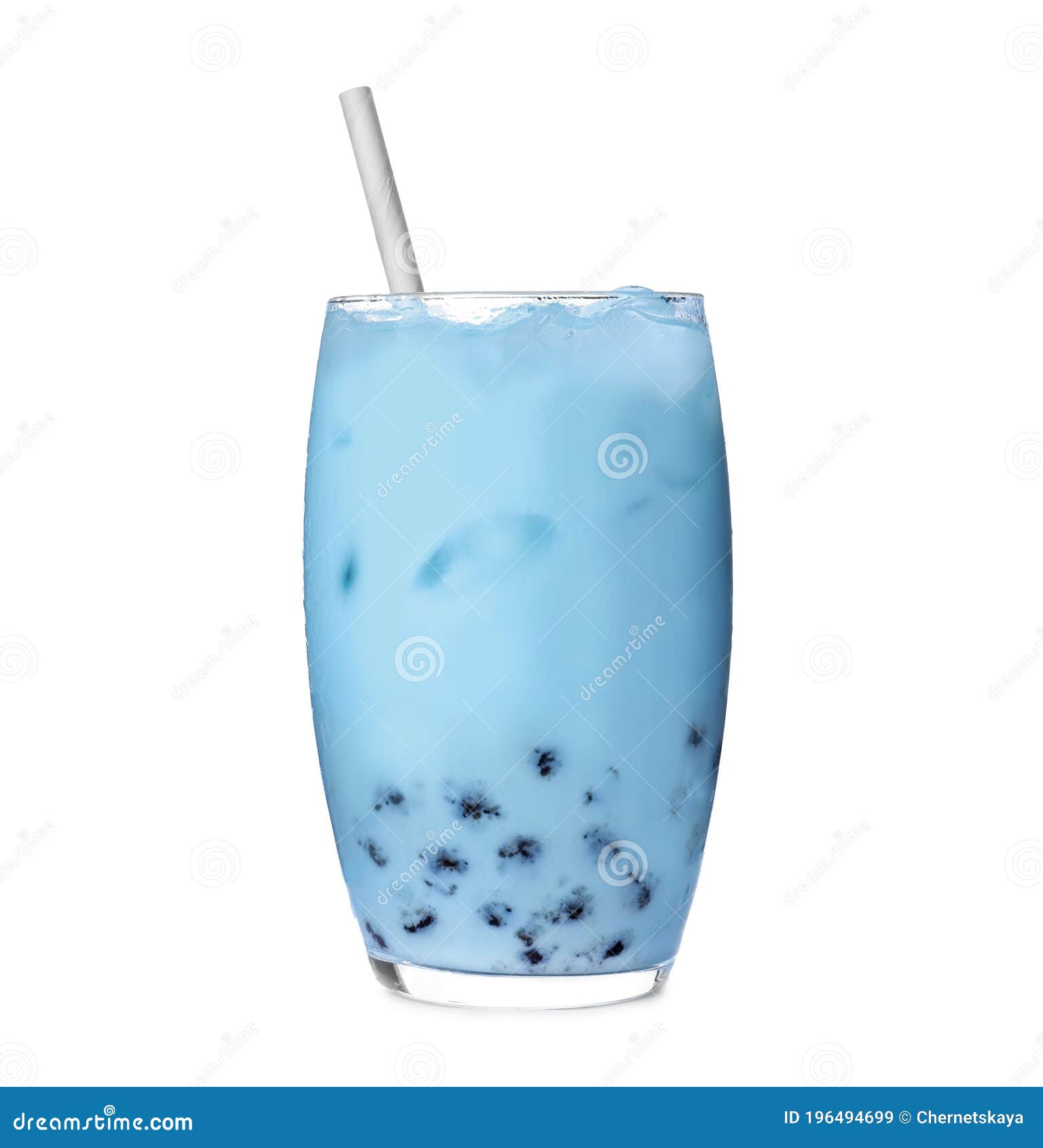 Tasty Light Blue Milk Bubble Tea Isolated on White Stock Image - Image ...