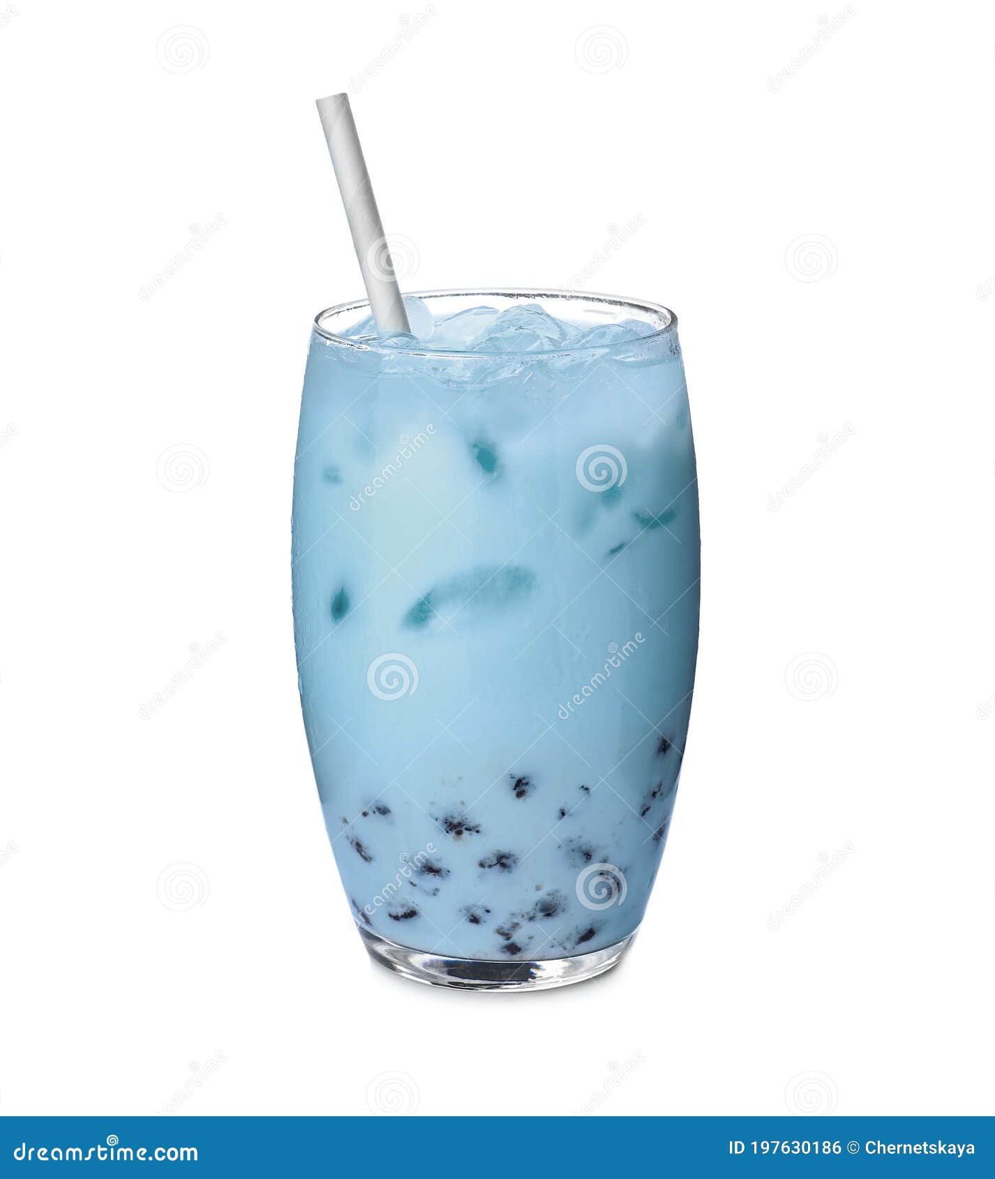 Tasty Light Blue Milk Bubble Tea Isolated on White Stock Photo - Image ...