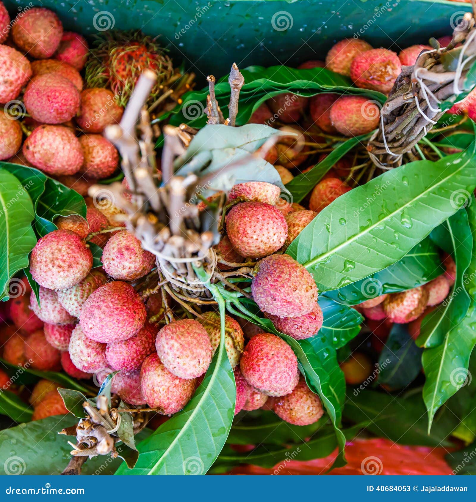 Tasty Litchis with Leaves Background Stock Image - Image of fruit ...