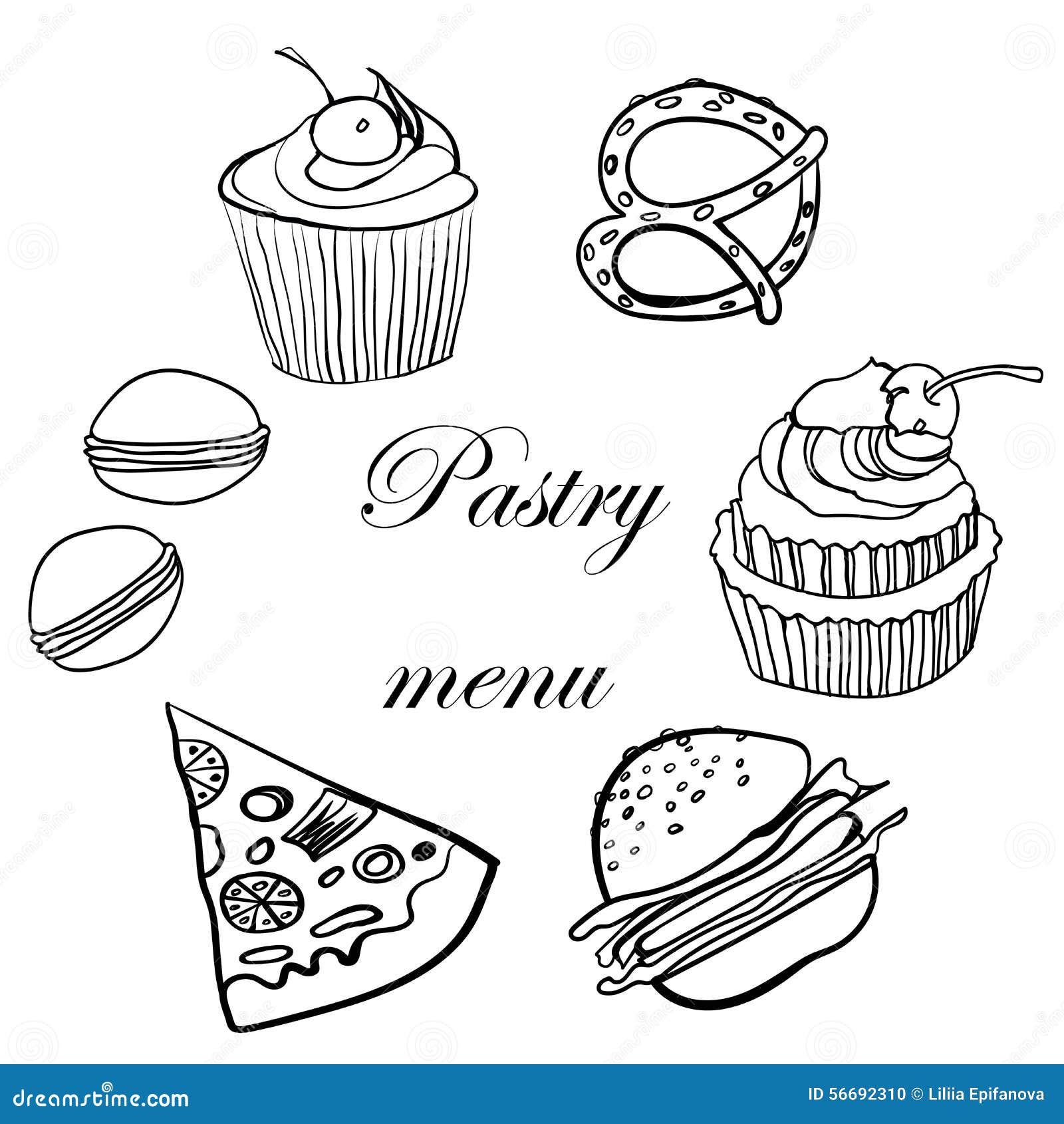 Tasty Menu Pastries Sketch Illustration Stock Illustration ...