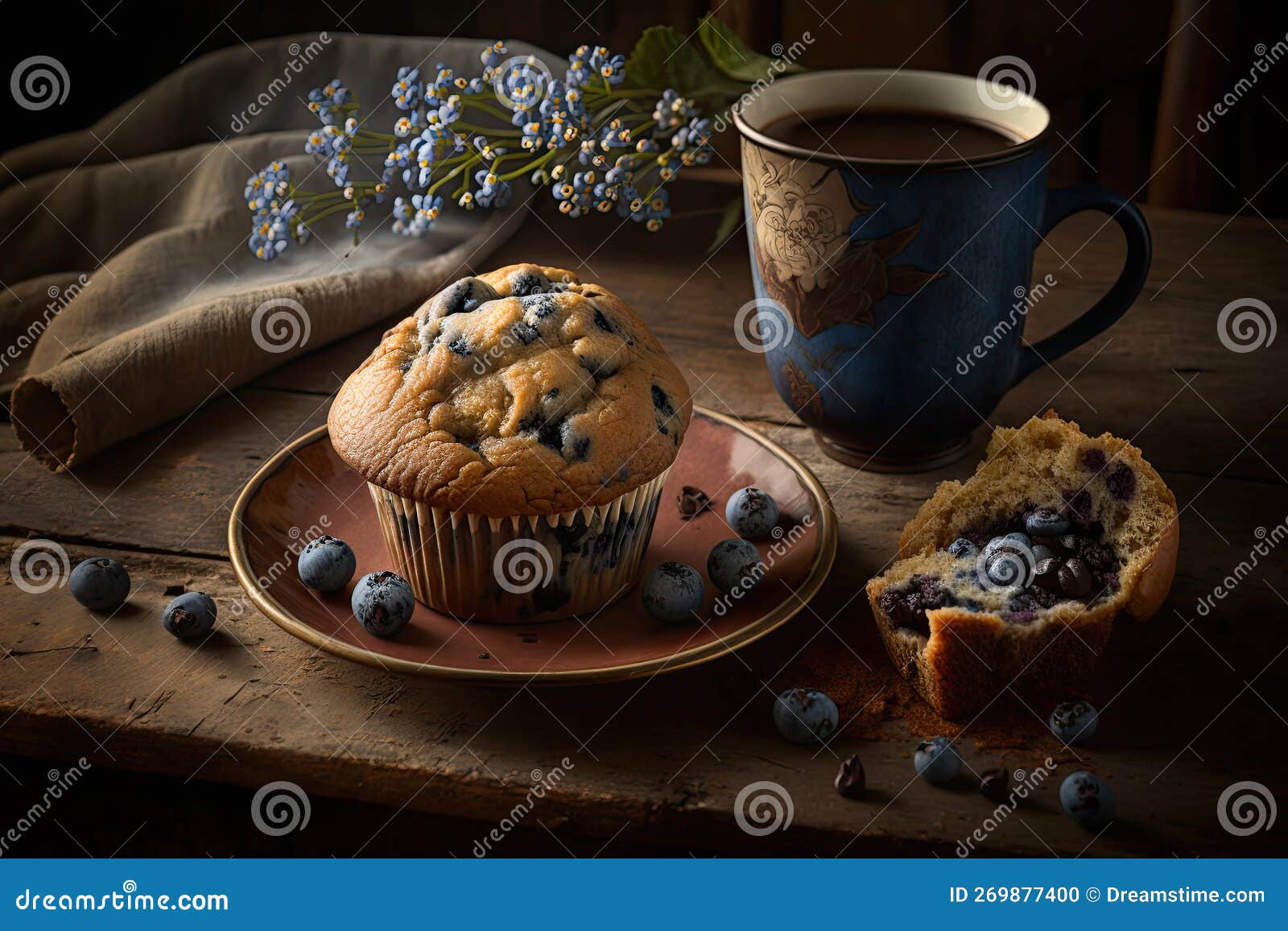Tasty Muffin with Coffee. Illustration Generative AI Stock Illustration ...