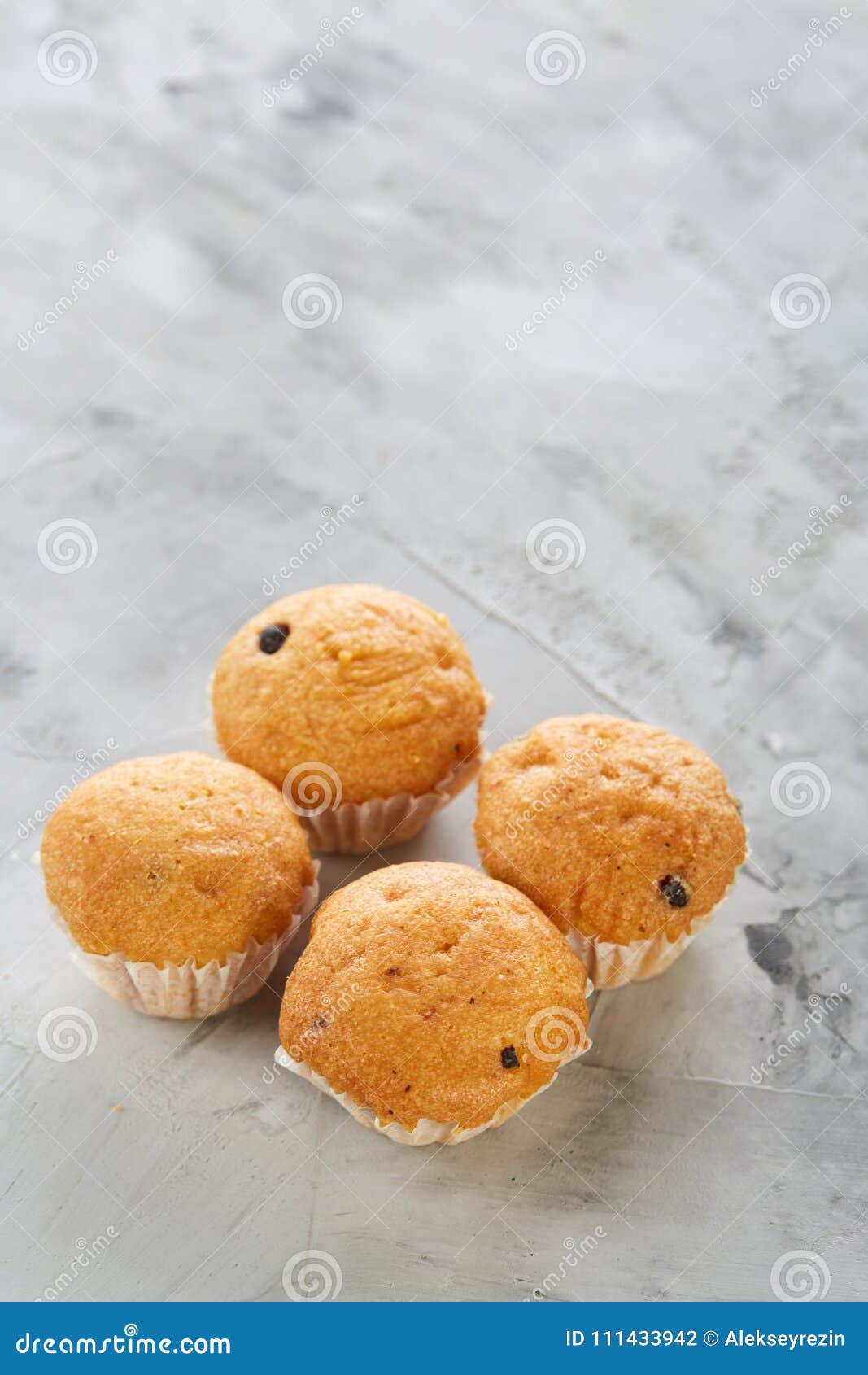 Tasty Muffins Arranged in Pattern on Light Textured Background, Close ...