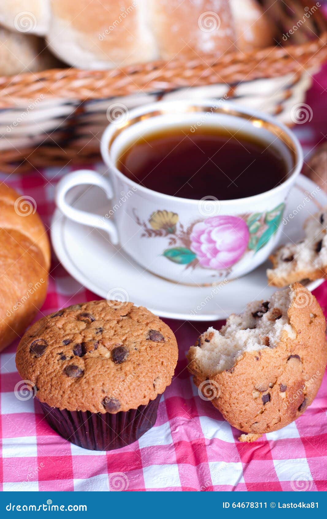 Tasty muffins for tea stock image. Image of gain, enjoying - 64678311