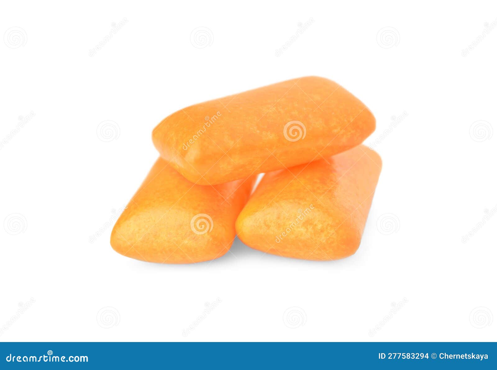 Tasty Orange Chewing Gums Isolated on White Stock Photo - Image of ...