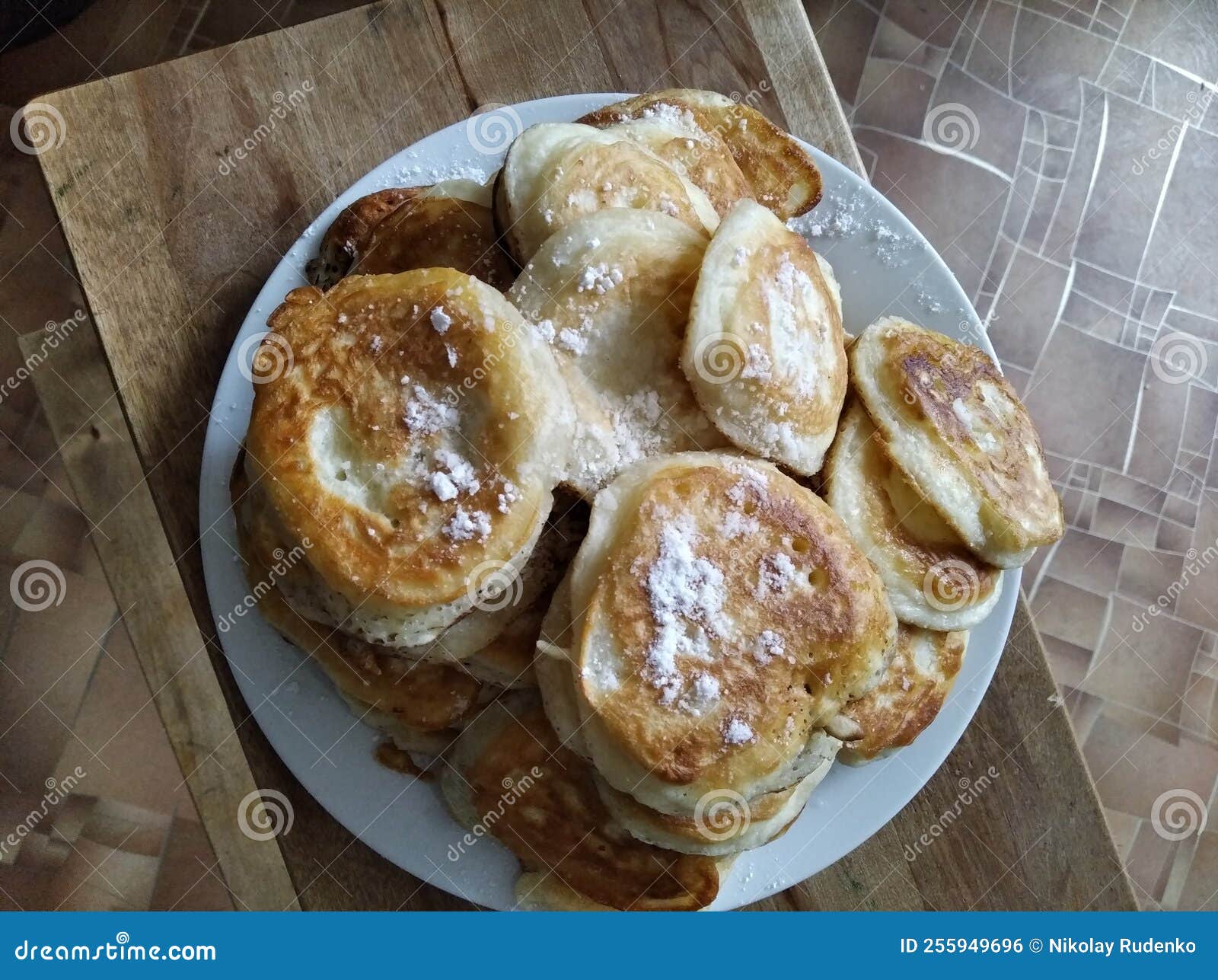 Pancakes Dusted with Sugar Powder Stock Photo - Image of dish, sugar ...