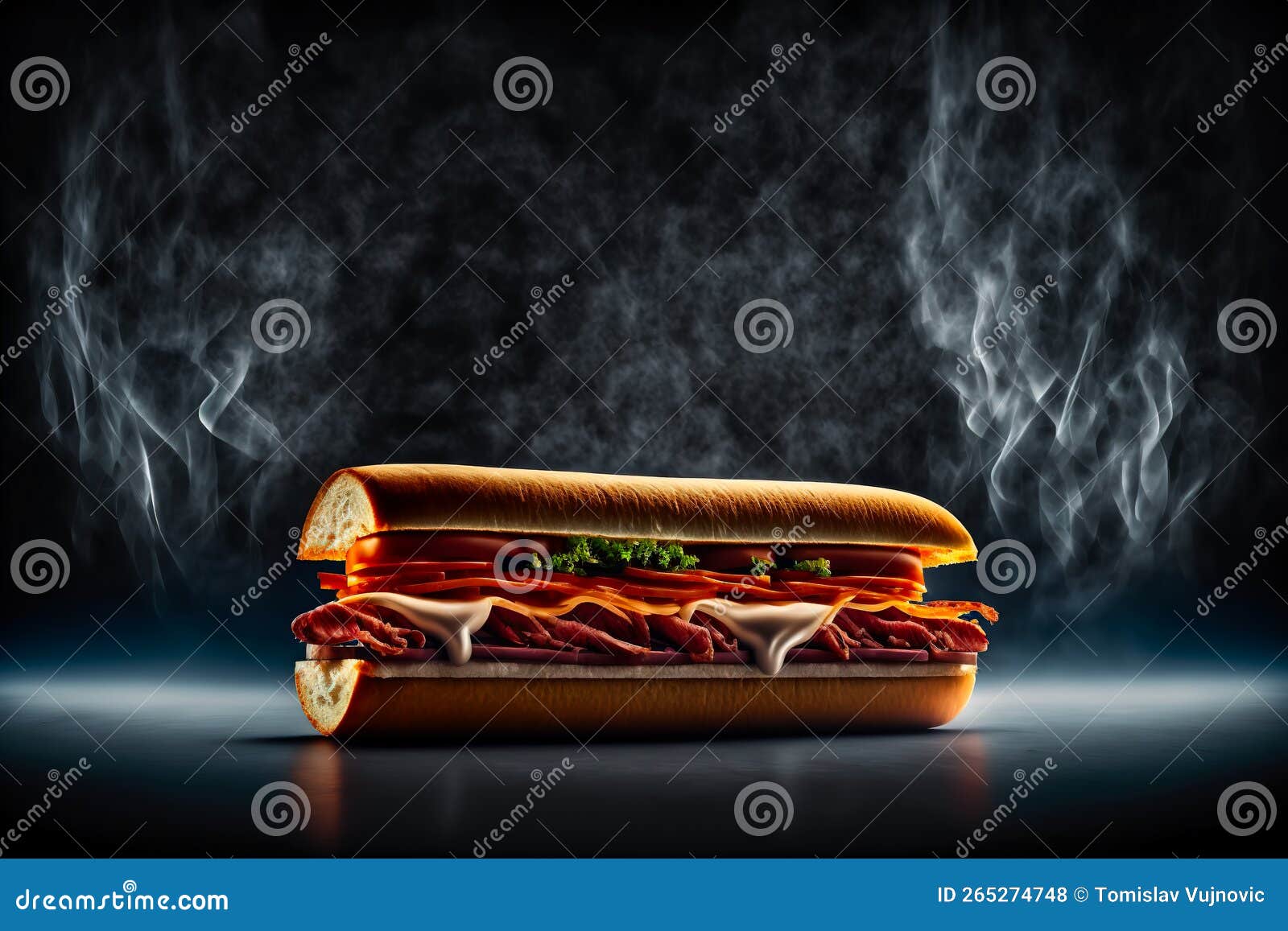 Tasty Panini Sandwich With Smoke And Fire Background Royalty-Free Stock ...