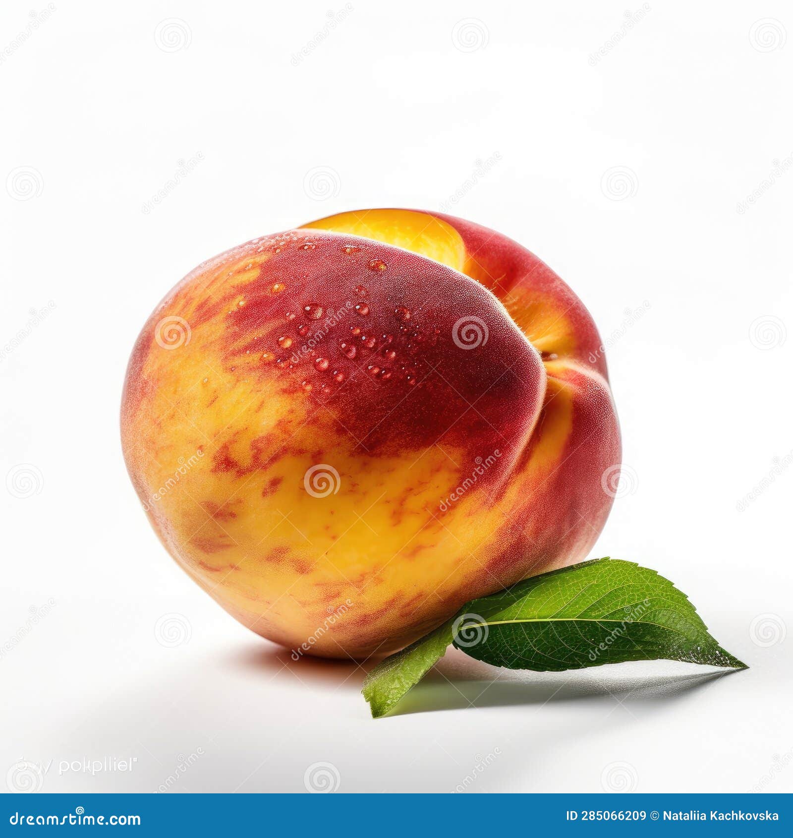 Tasty Peach with Leaves on a White Background Stock Illustration ...
