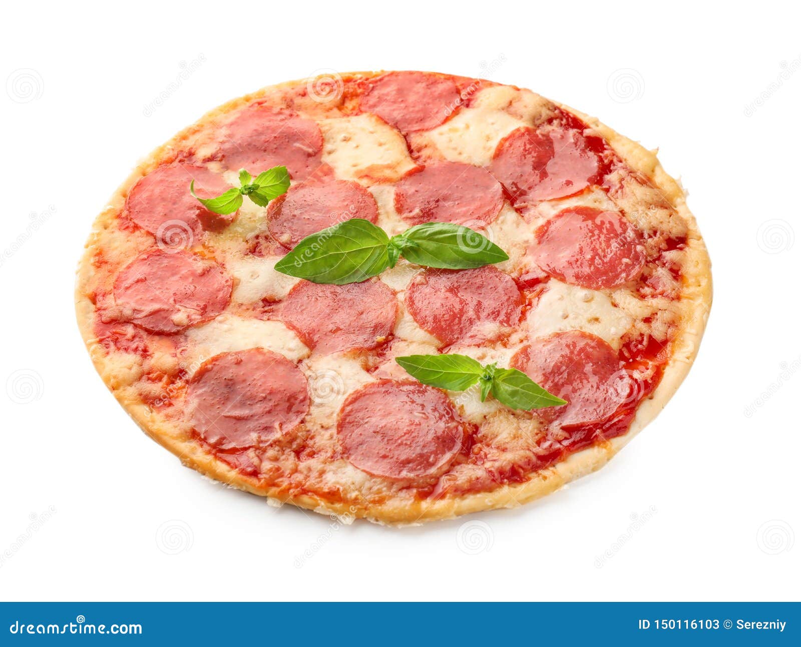 Tasty Pepperoni Pizza on White Background Stock Image - Image of ...