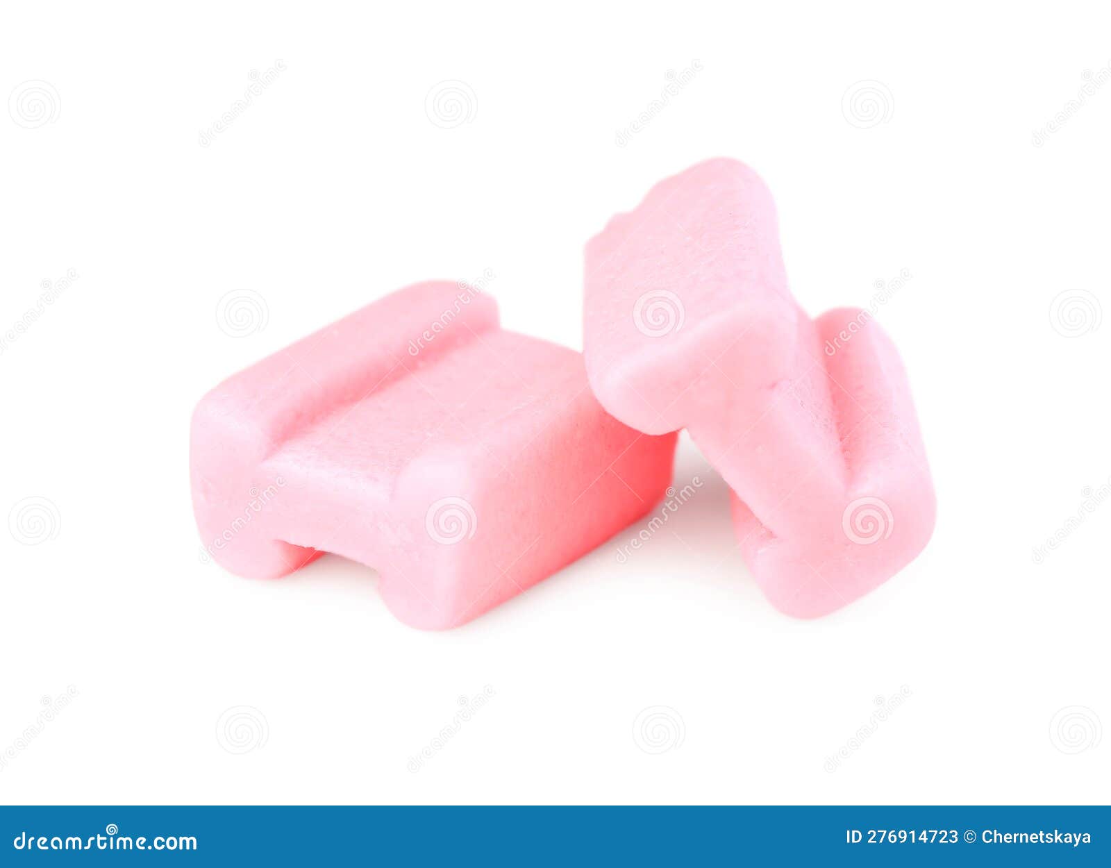 Tasty Pink Chewing Gums Isolated on White Stock Image - Image of chewy ...