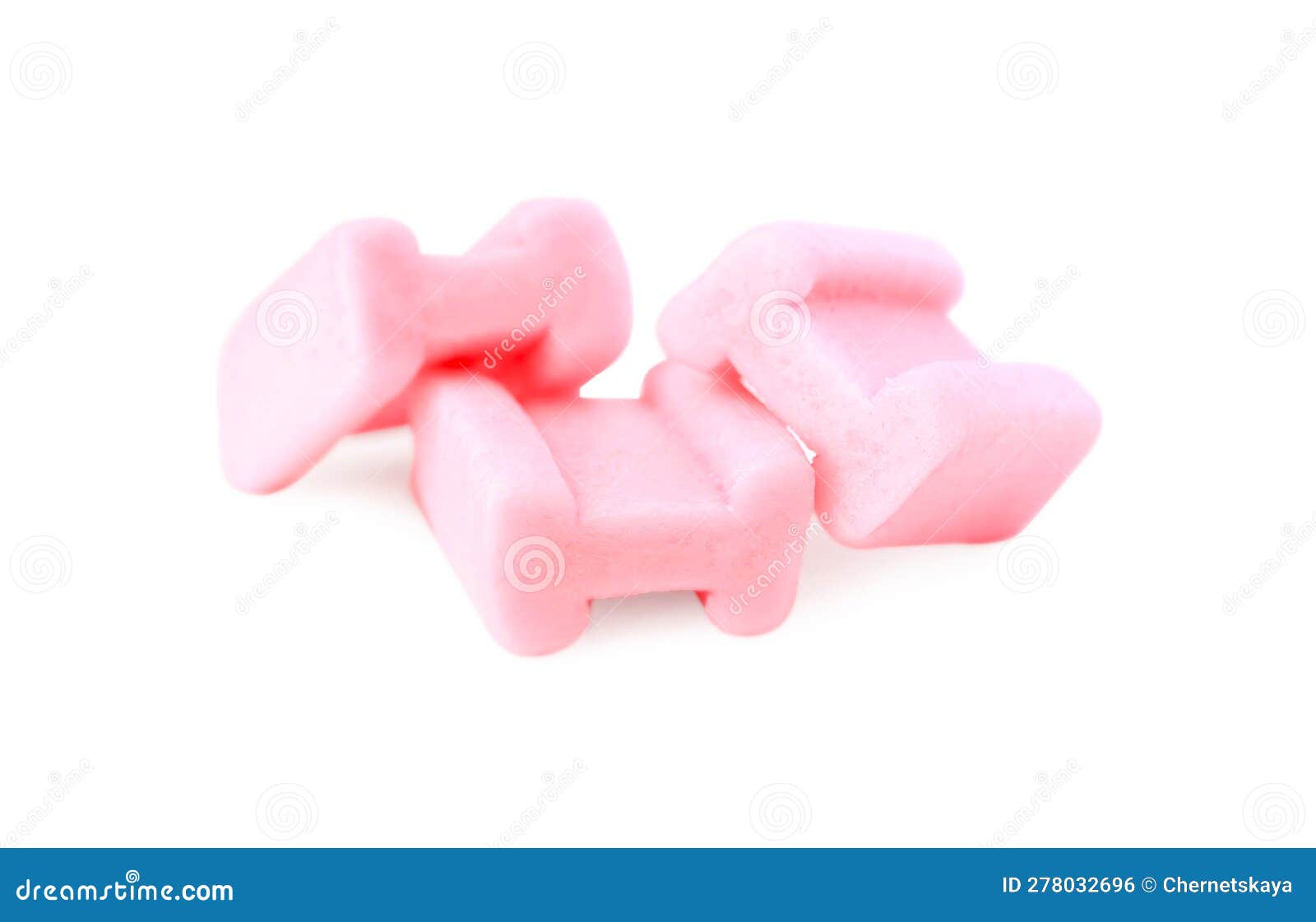 Tasty Pink Chewing Gums Isolated on White Stock Photo - Image of chewy ...