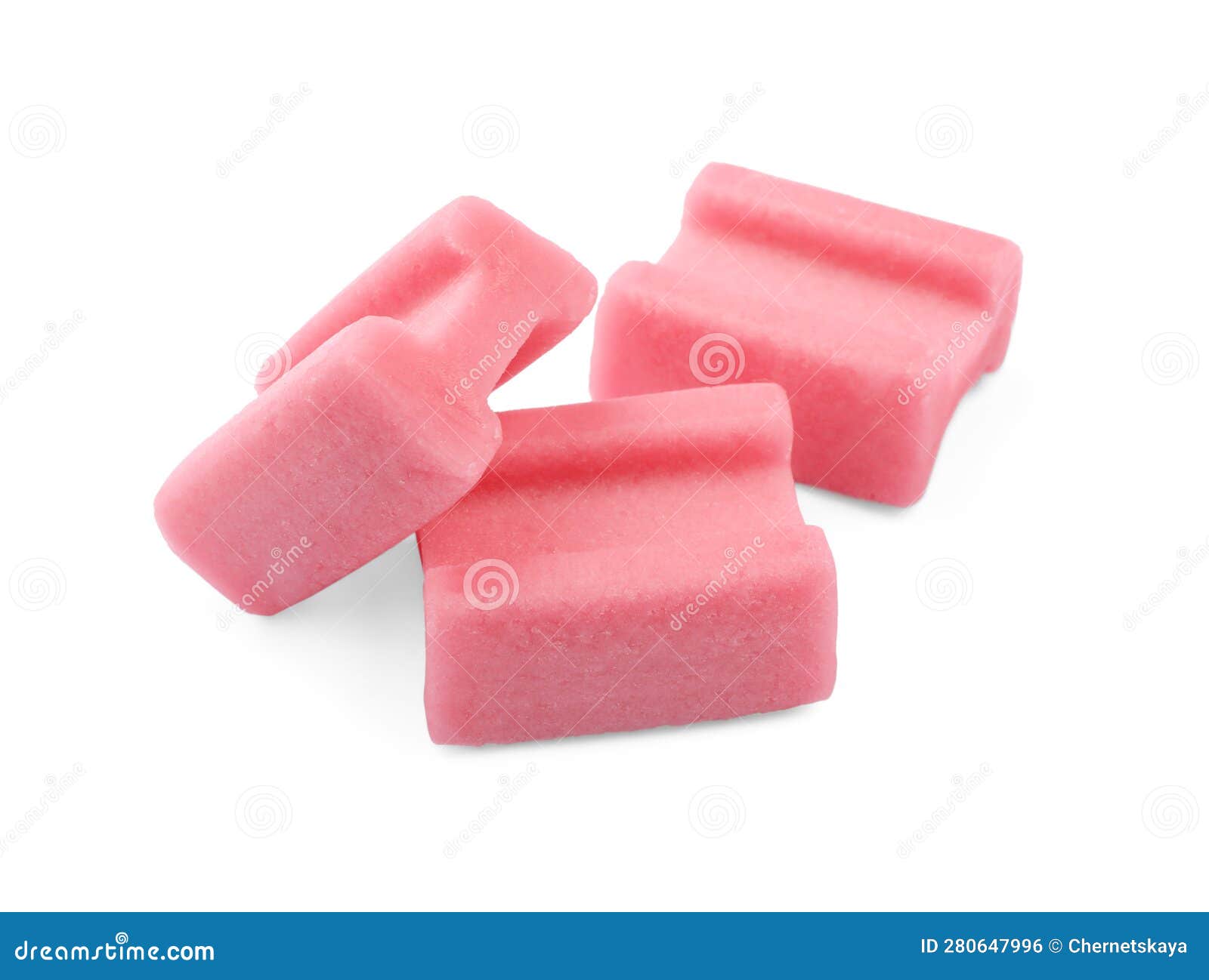Tasty Pink Chewing Gums on White Background Stock Photo - Image of ...