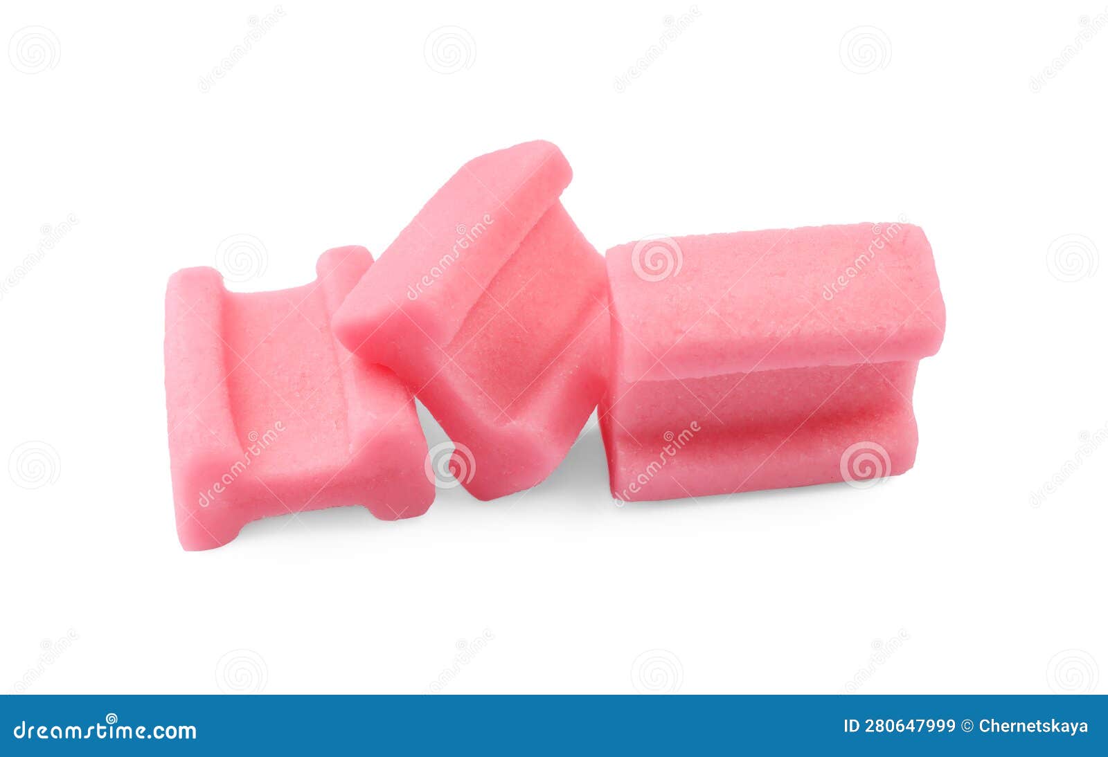 Tasty Pink Chewing Gums on White Background Stock Image - Image of ...