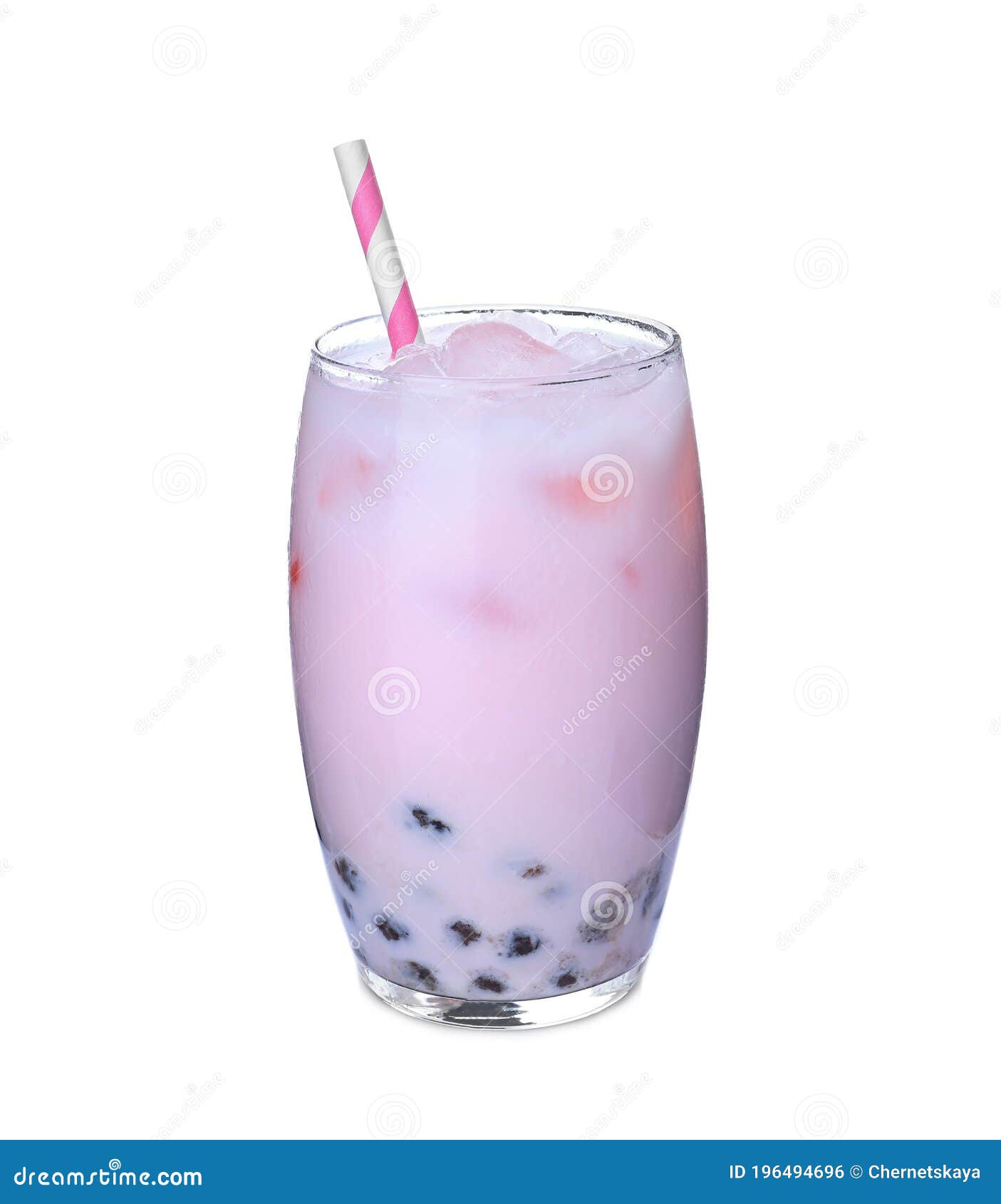 Tasty Pink Milk Bubble Tea Isolated on White Stock Photo - Image of ...
