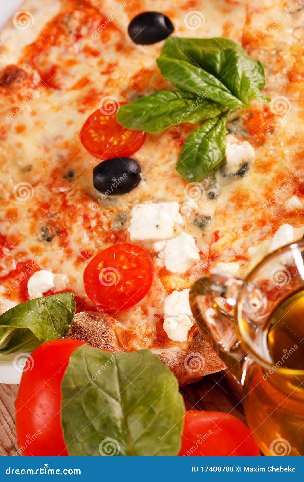Tasty pizza stock photo. Image of food, spinach, olive - 17400708