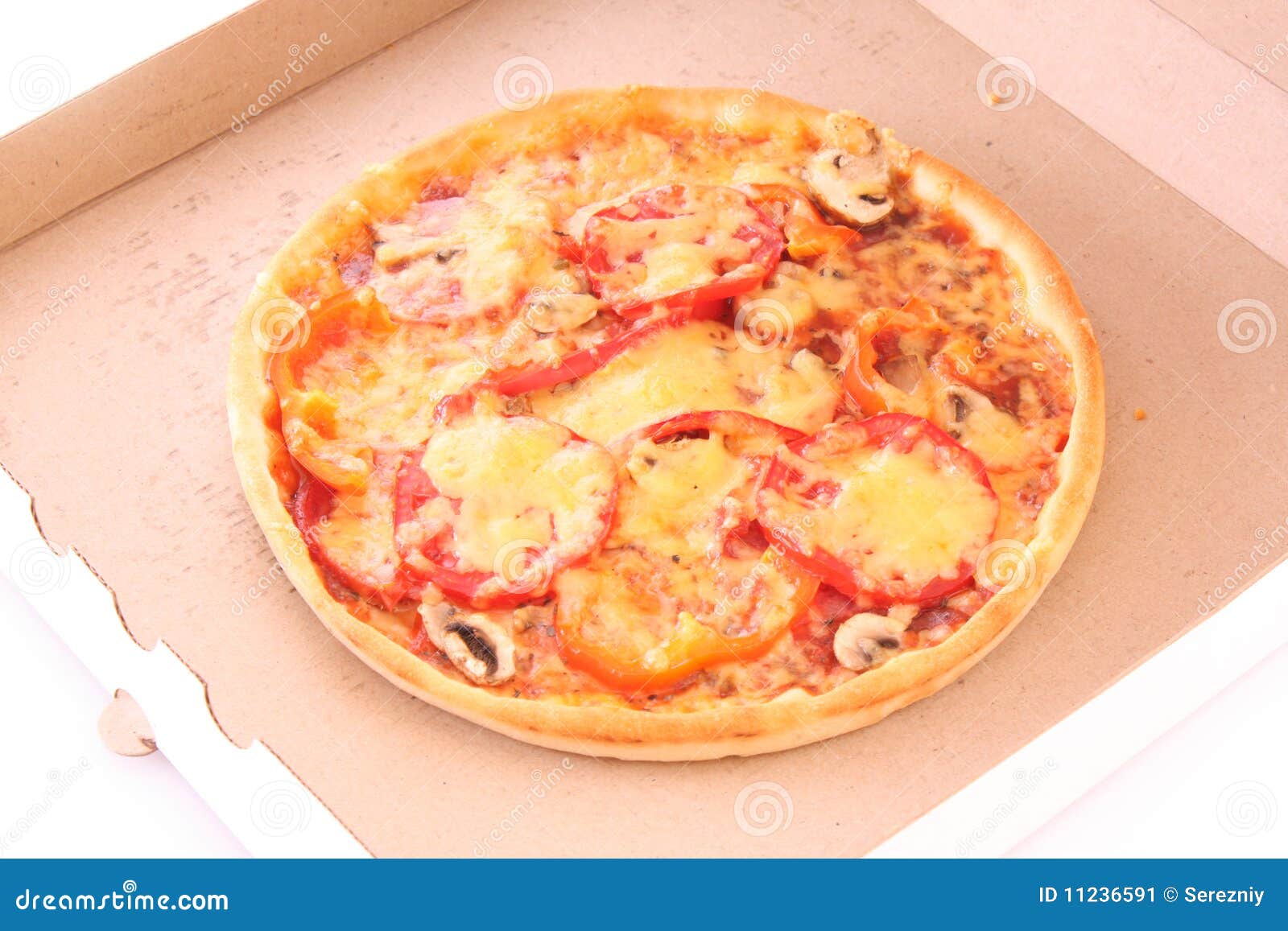 Tasty Pizza in Box Isolated Stock Image - Image of bite, delicious ...