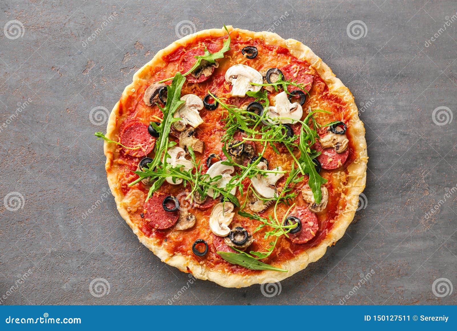 Tasty Pizza on Grey Background Stock Image - Image of fresh, italian ...