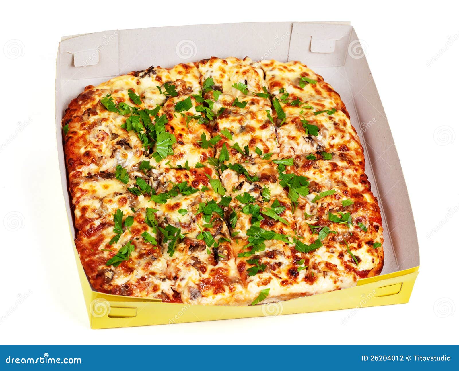 Tasty Pizza in the Package Isolated on White Stock Photo - Image of ...