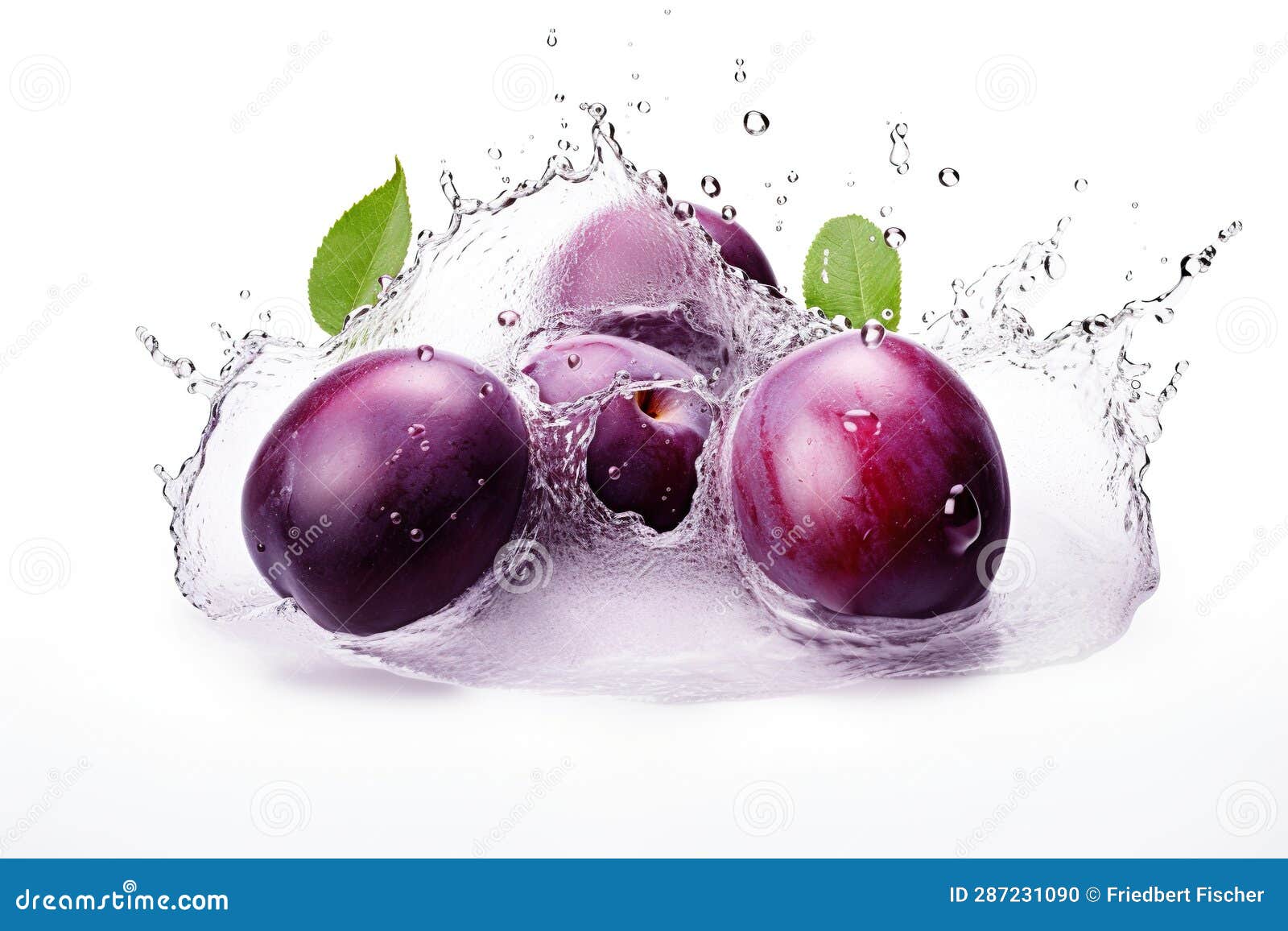 Tasty Plums are Splashing into the Water. Stock Photo - Image of ripe ...