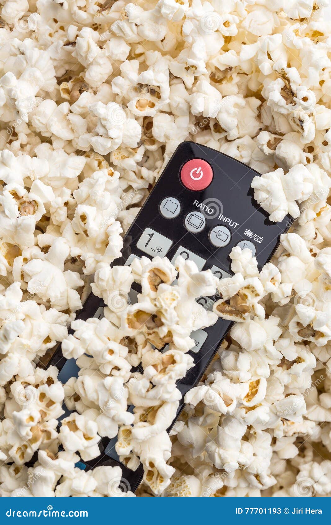 Tasty Popcorn and Tv Remote Control. Stock Image - Image of screen ...