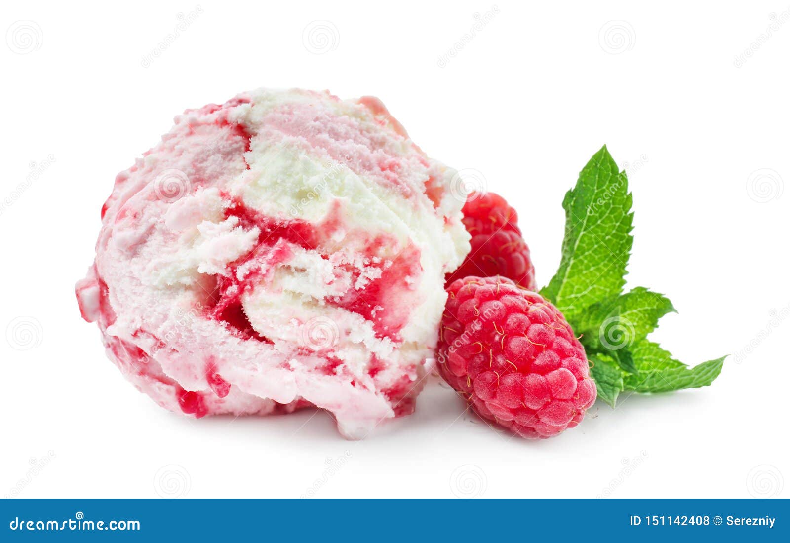 Tasty Raspberry Ice Cream on White Background Stock Photo - Image of ...