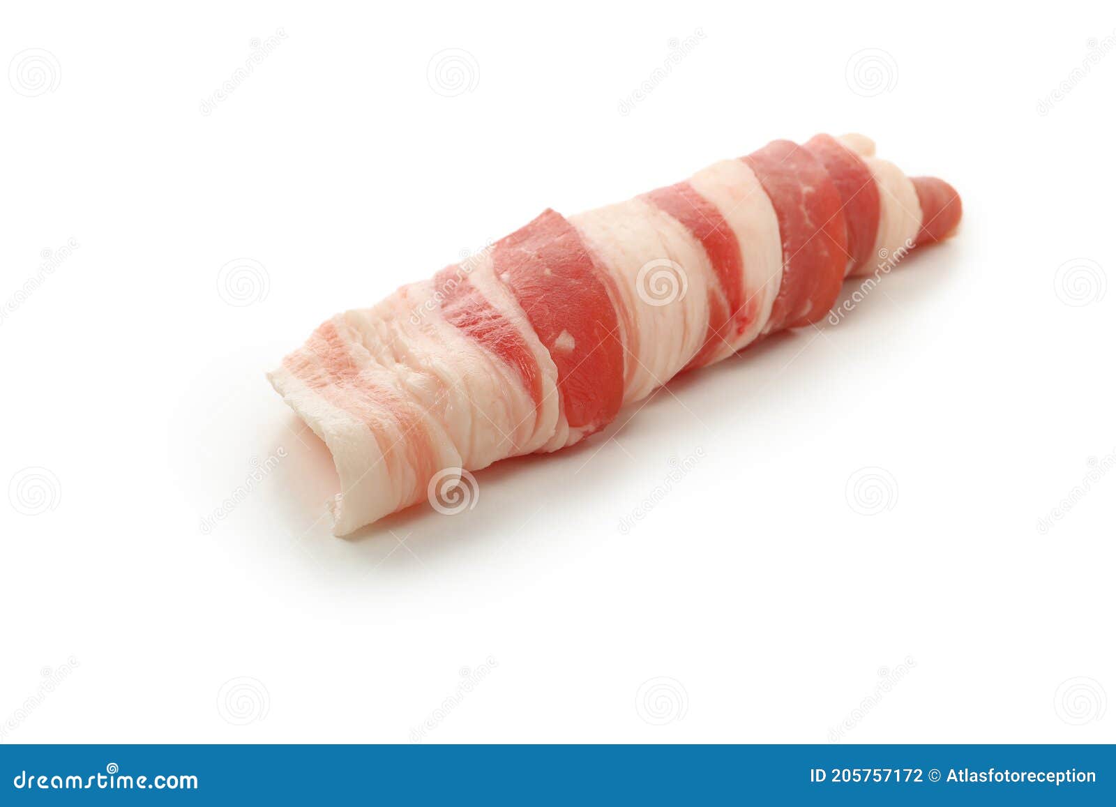 Tasty Raw Bacon Isolated on White Background Stock Photo - Image of ...