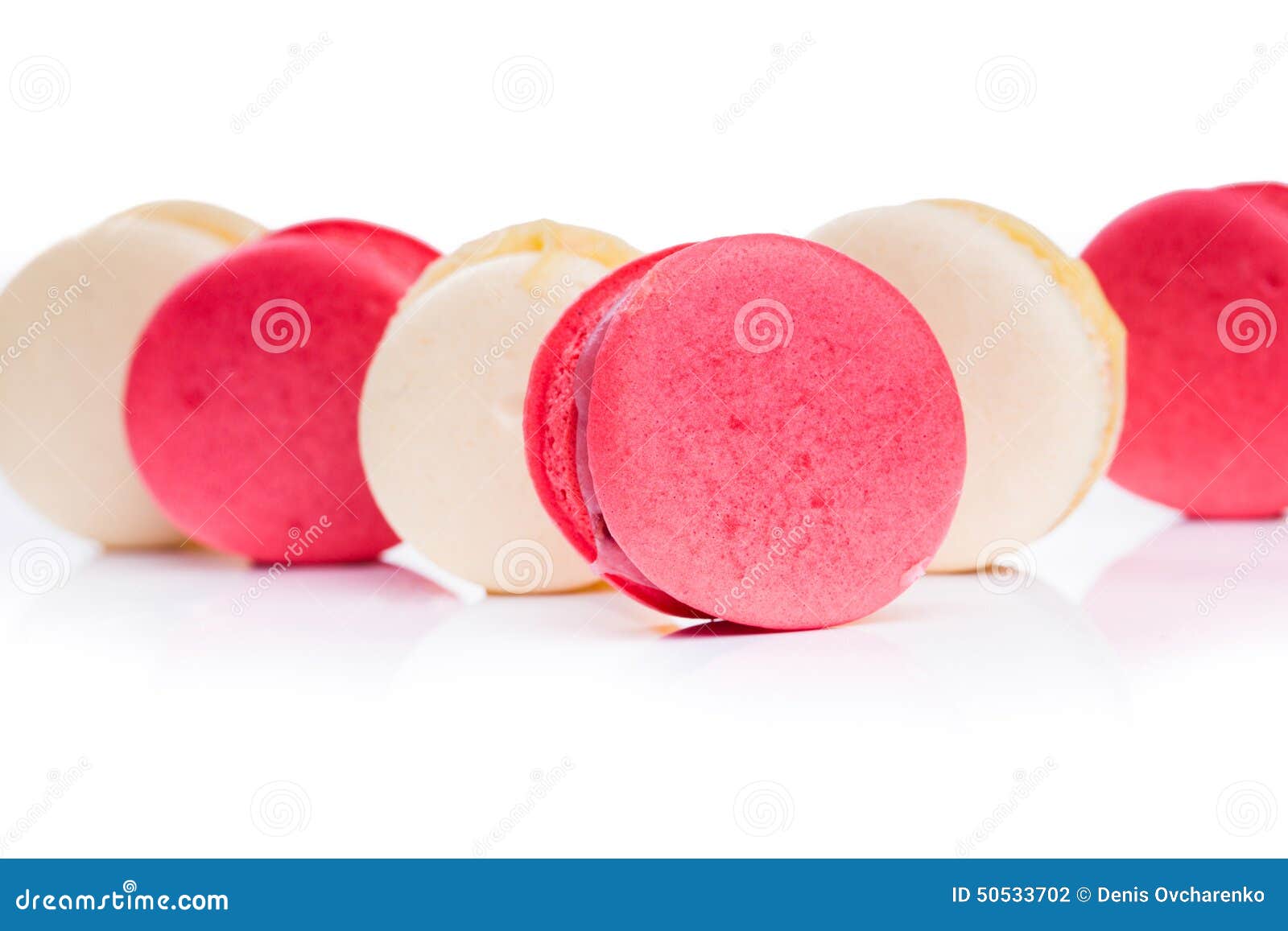 Tasty Red and White Macaroon Close Up Stock Photo - Image of biscuit ...