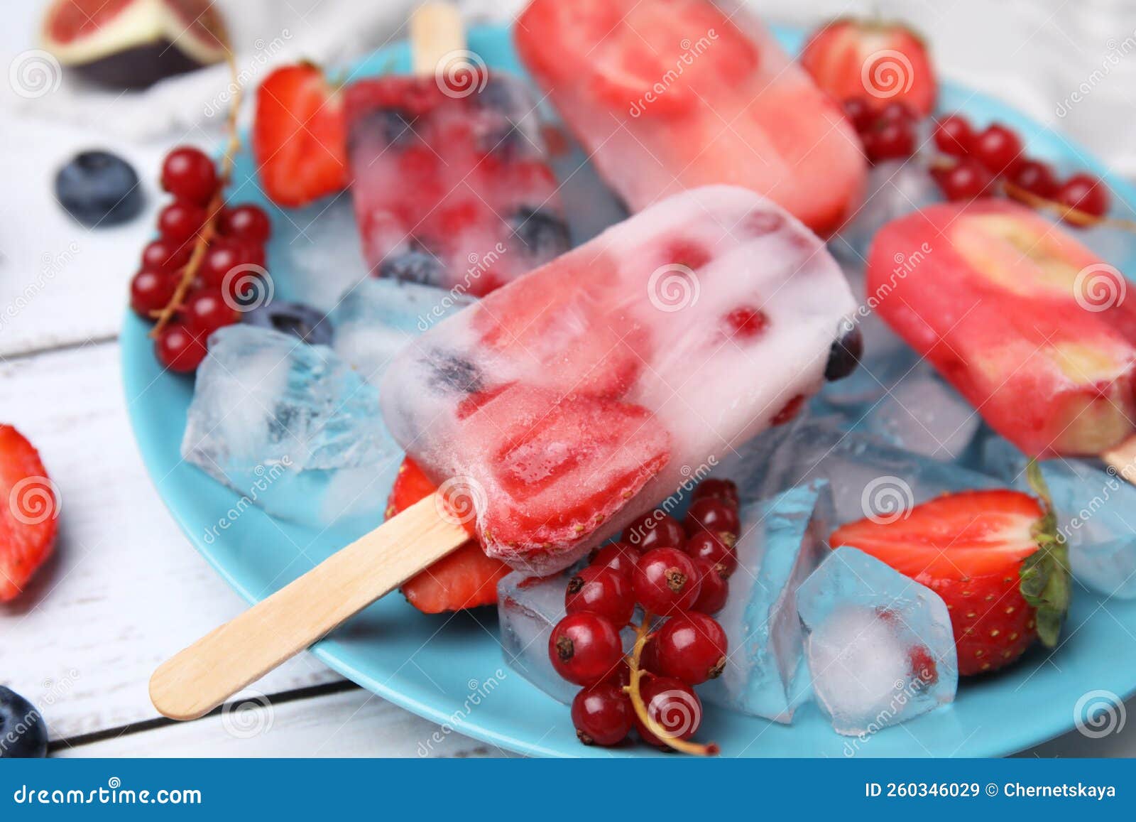 Tasty Refreshing Fruit and Berry Ice Pops on Plate, Closeup Stock Image ...