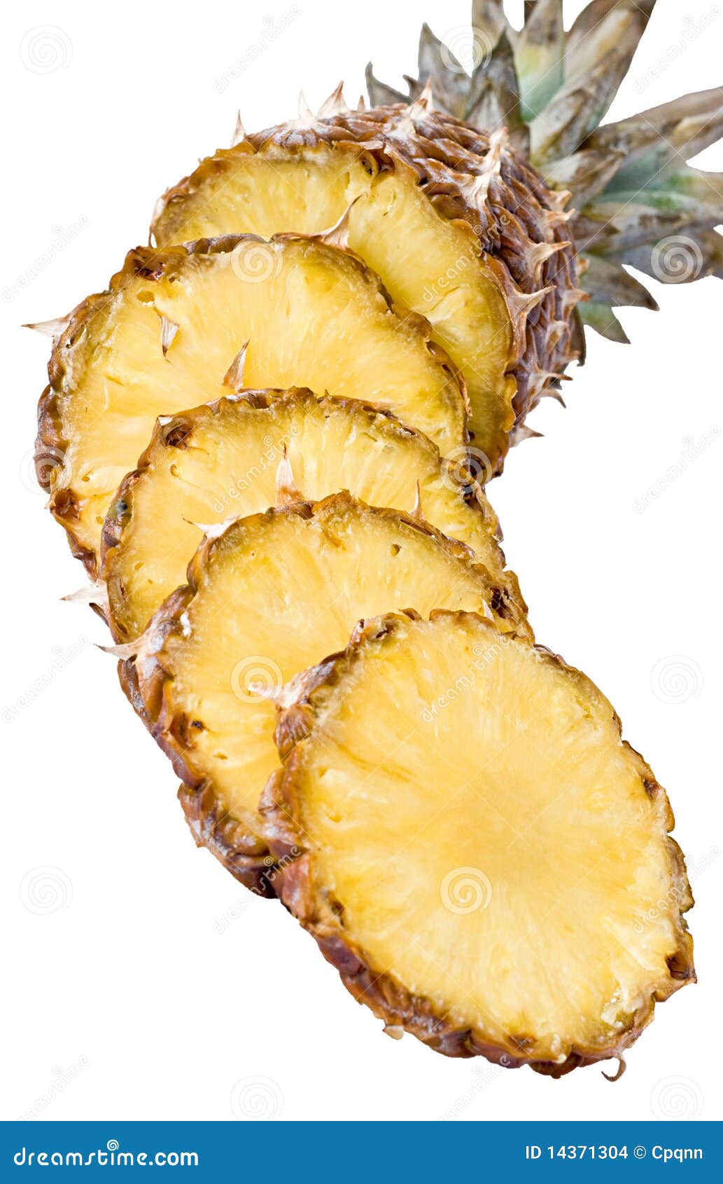 Tasty and Ripe Pineapple Slices Over the White Bac Stock Photo - Image ...