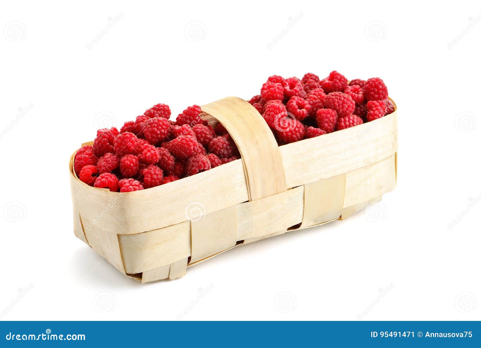 Tasty Ripe Raspberries in the Basket on White Background. Stock Image ...