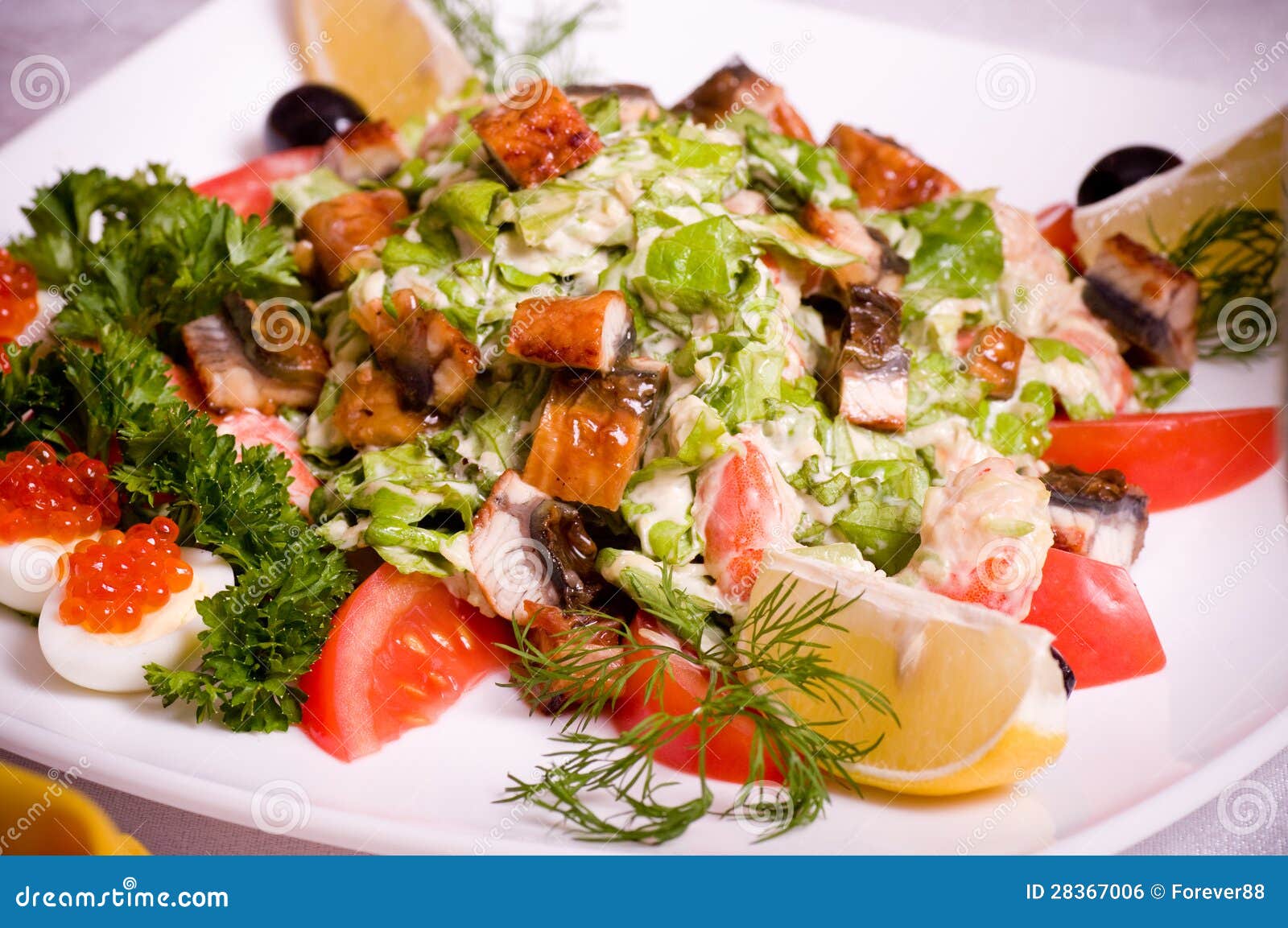 Tasty Salad with Roasted Meat Stock Photo - Image of meal, overweight ...