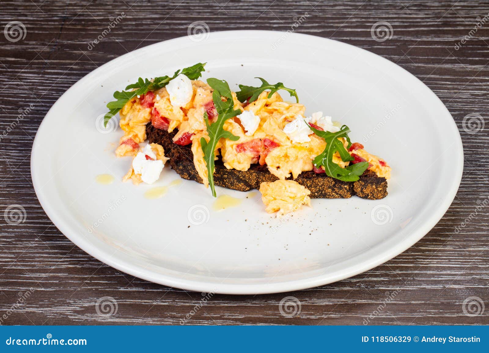 Tasty scramble on bread stock image. Image of scrambled - 118506329