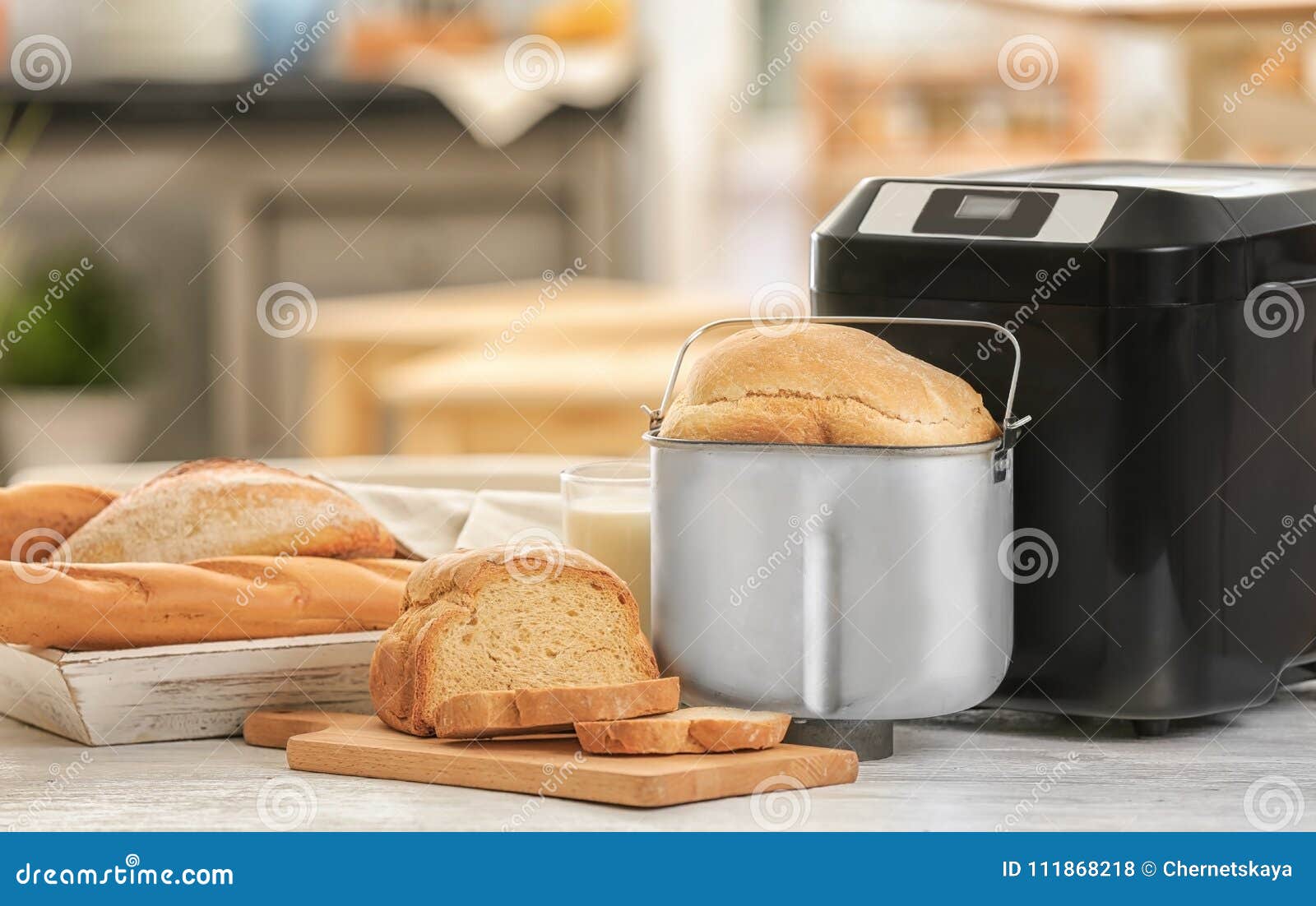 Tasty Sliced Loaf and Bread Machine Stock Photo - Image of cuisine ...