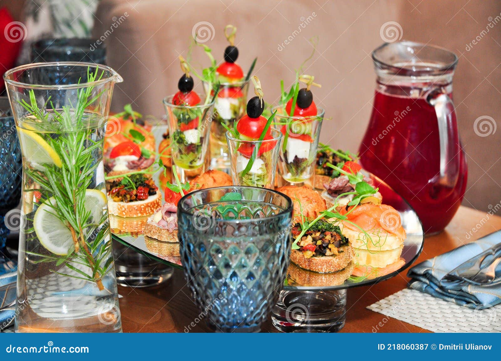 Snacks and Drinks at the Buffet in the Restaurant Stock Image - Image ...