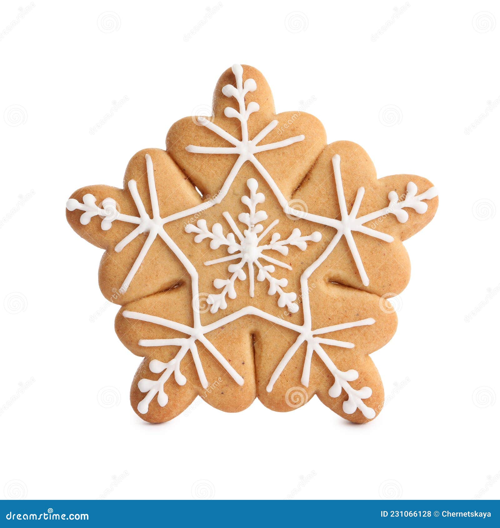 Tasty Snowflake Shaped Christmas Cookie Isolated on White Stock Photo ...