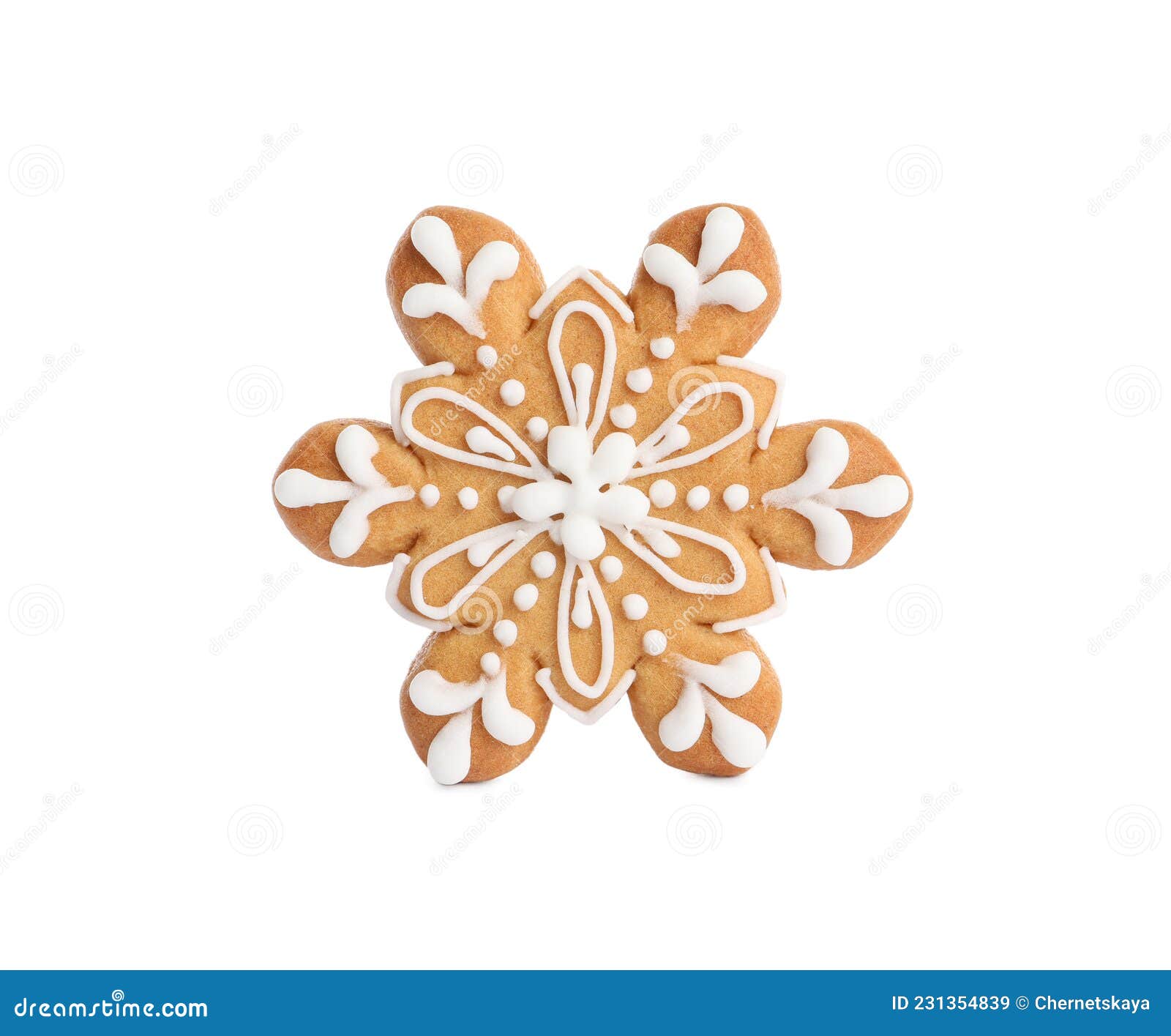 Tasty Snowflake Shaped Christmas Cookie Isolated on White Stock Image ...