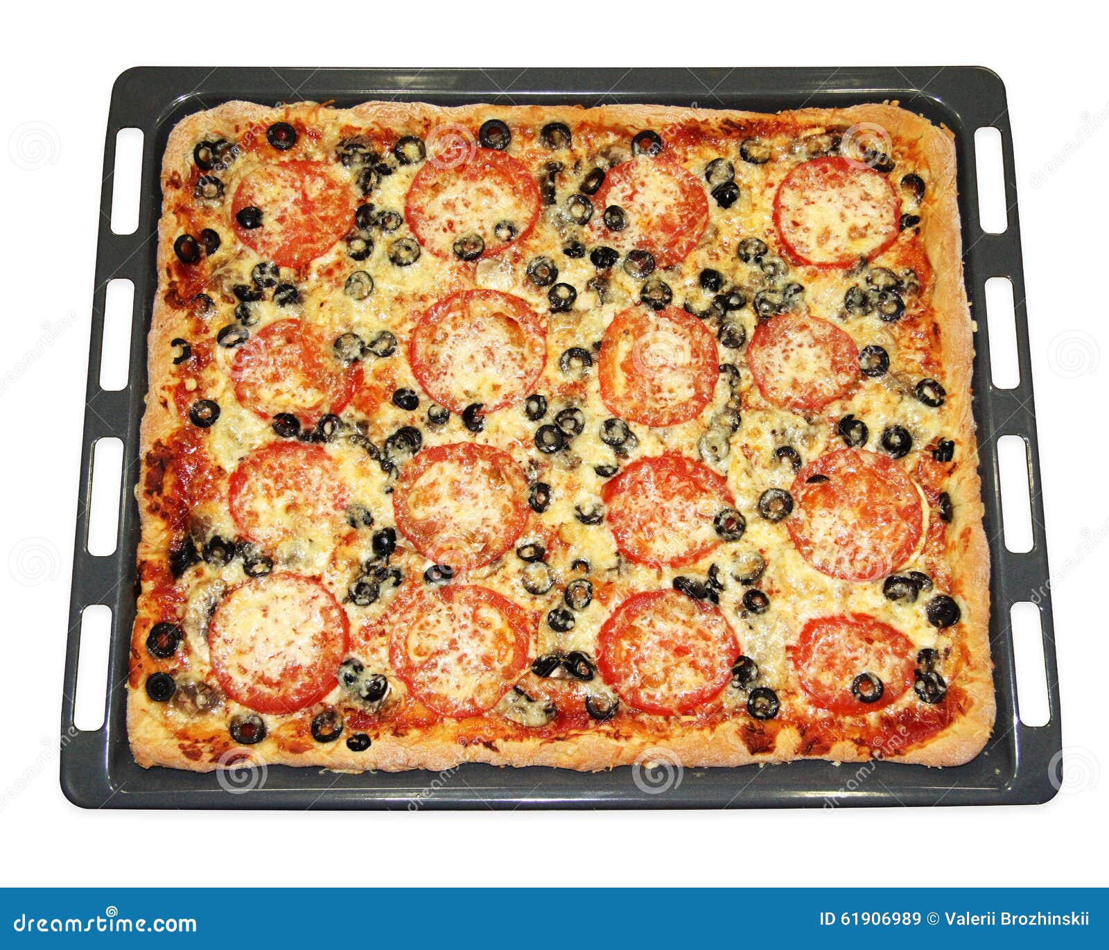 Tasty Square Pizza with Vegetables on a Baking Pan Stock Image - Image ...