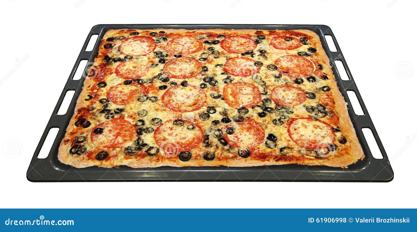 Tasty Square Pizza with Vegetables on a Baking Pan Stock Photo - Image ...