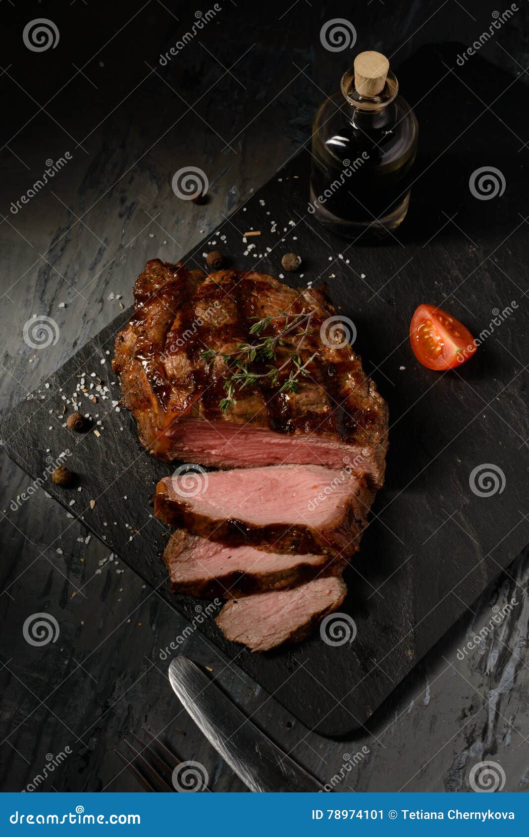 Tasty Stake Against a Black Background Stock Image - Image of black ...