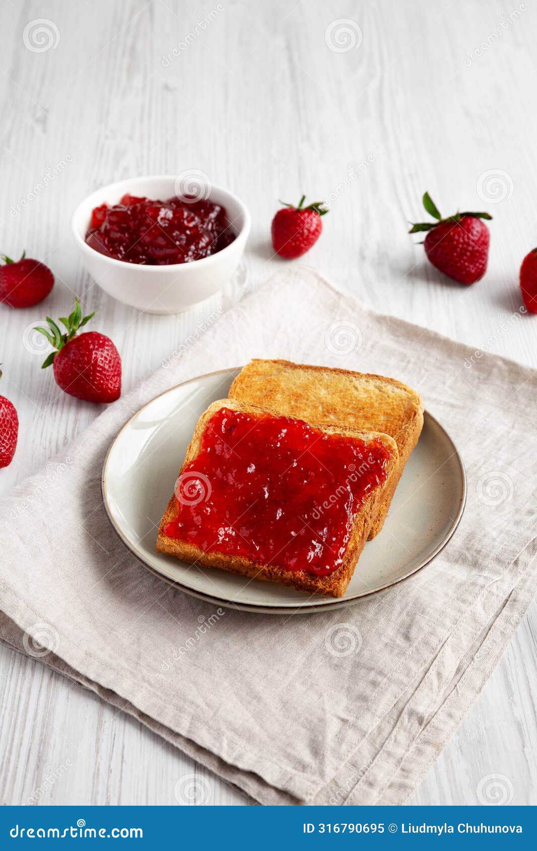 Tasty Strawberry Jam on Toast Stock Image - Image of meal, fresh: 316790695