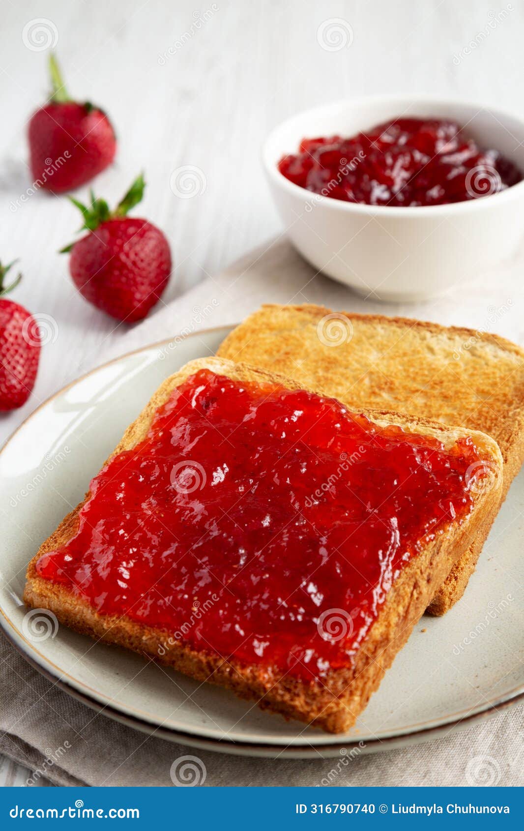 Tasty Strawberry Jam on Toast Stock Photo - Image of bread, sweet ...