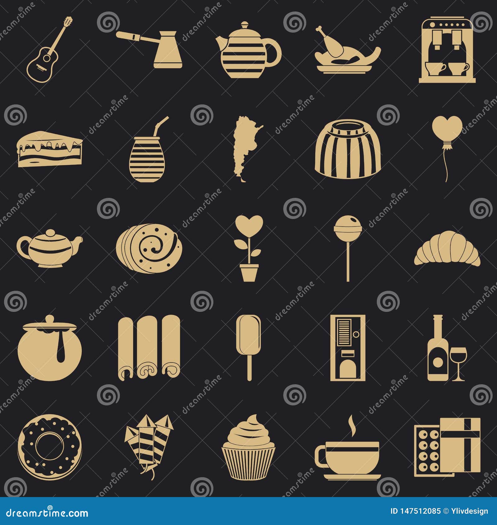 Tasty Tea Icons Set, Simple Style Stock Vector - Illustration of ...