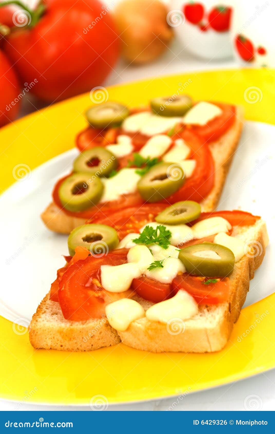 Tasty Toast with Vegetables .a Close Up Shot Stock Photo - Image of ...