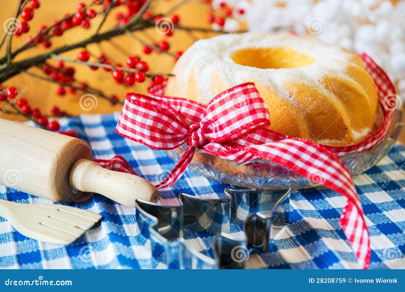 Tasty Turban Cake for Christmas Stock Image - Image of checked, ribbon ...