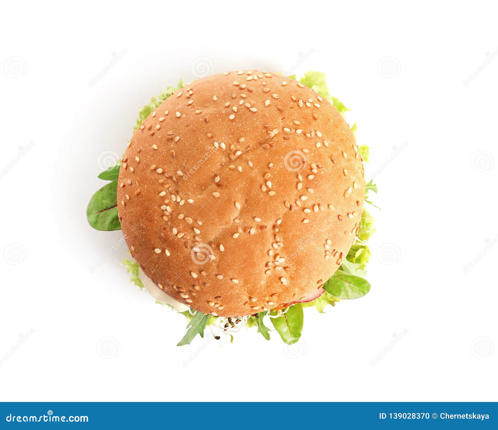 Tasty Vegetarian Burger on White, Top View Stock Photo - Image of ...
