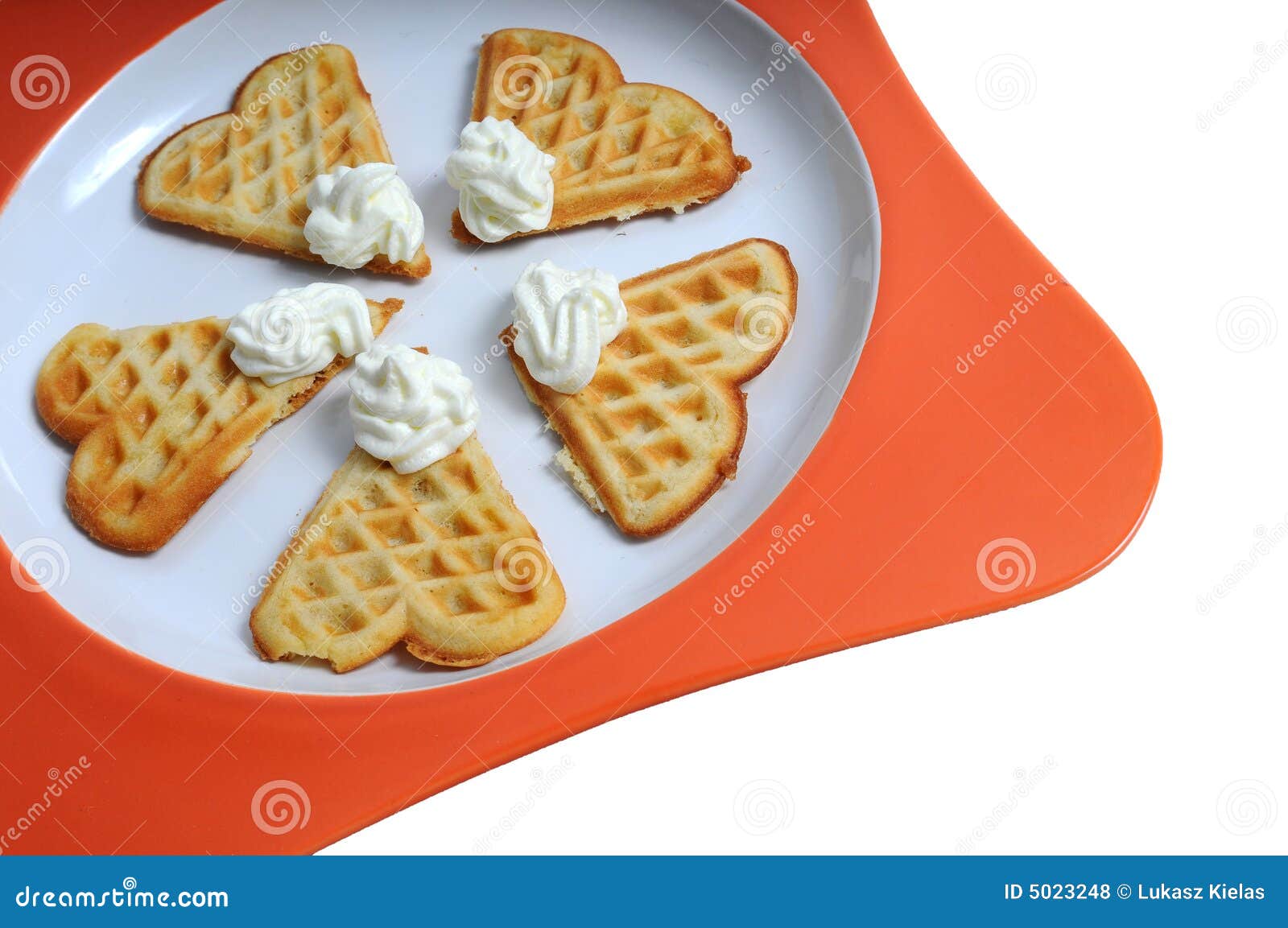 Tasty waffles on plate stock photo. Image of slather, brown - 5023248